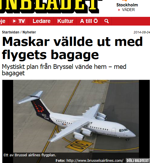 Maskar vällde ut med flygets bagage – Petterssons gör Sverige lagom!