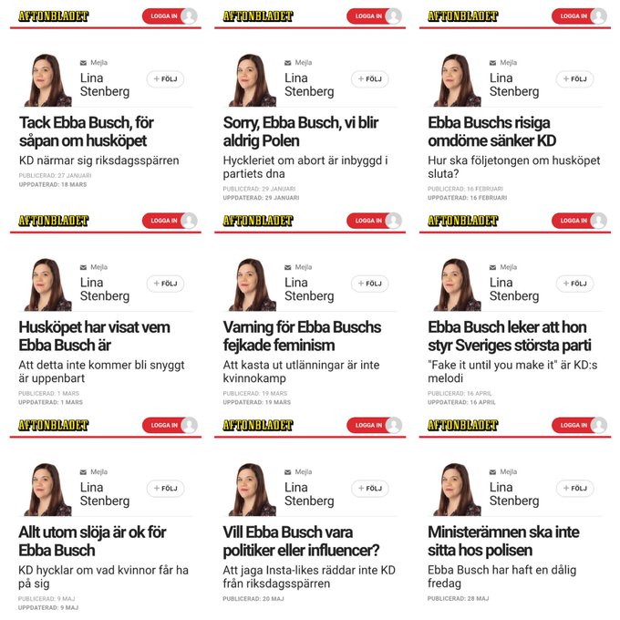 Hatar Aftonbladets Lina Stenberg KD-ledaren Ebba Busch? – Petterssons ...