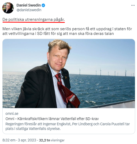 Politiska utrensningar pågår – Petterssons gör Sverige lagom!