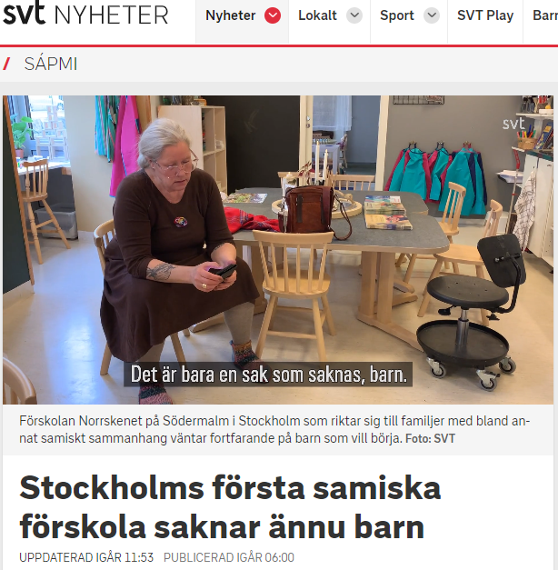 Stockholms första samiska förskola saknar ännu barn – Petterssons gör ...