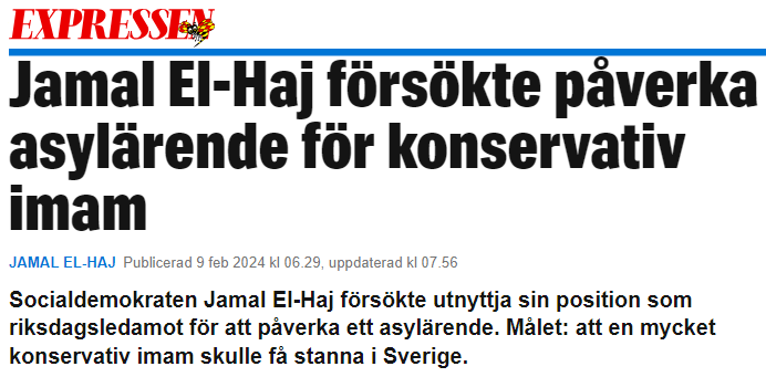 Jamal El-Haj försökte påverka asylärende – Petterssons gör Sverige lagom!