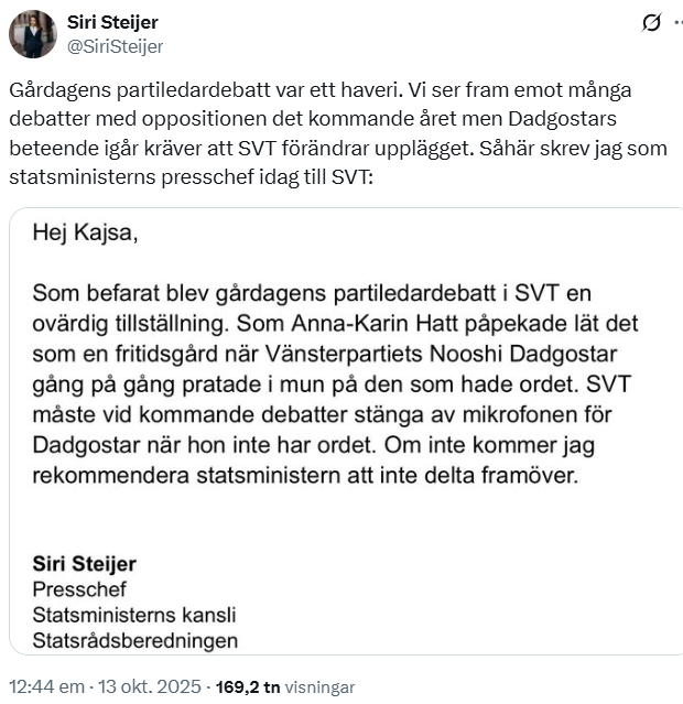 Hur får man tyst på vänsterledaren Nooshi Dadgostar? – Petterssons gör ...