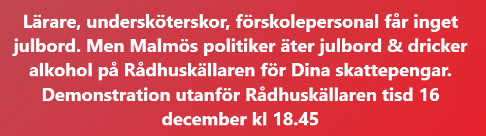 Malmös politiker slösar, bjuder sig själva på julbord men ...